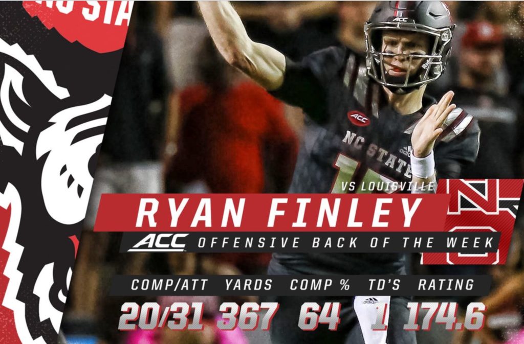 Ryan Finley & Will Richardson Named ACC Players of the Week