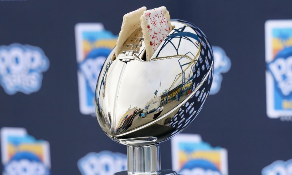 Dave Doeren and Chris Klieman Unwrap the Pop-Tarts Bowl Trophy - Pack ...