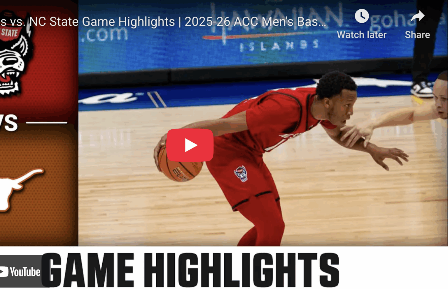 Texas 102 #23 NC State 97: ACCDN Highlight Reel