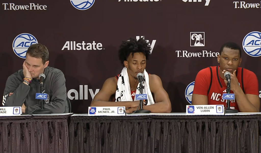 Will Wade, Paul McNeil Jr and Ven-Allen Lubin talk to the media after ACCT